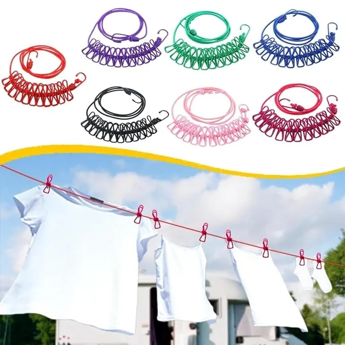 Travel Clothesline, Elastic Washing Line, Adjustable Clothes Rope ...