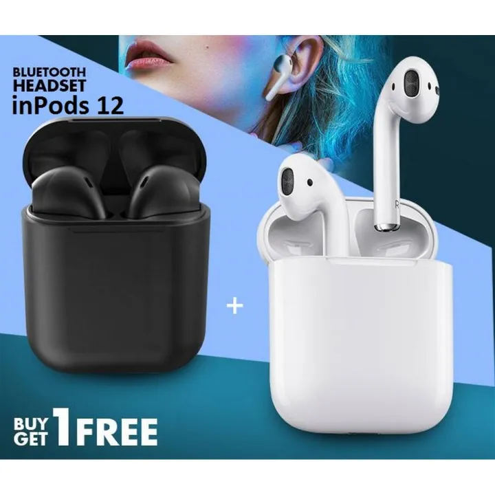 (Buy1 Get1 Free) inPods 12 True Wireless Stereo V 5.0 White/Pink/Black ...