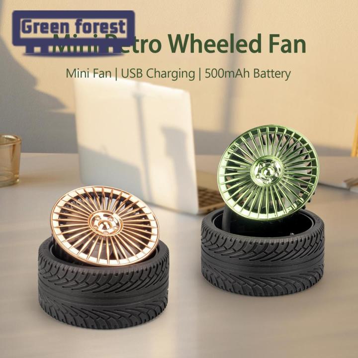 Green forest Cooling Fan Creative Vintage Wheel Mini Fan | Daraz.pk