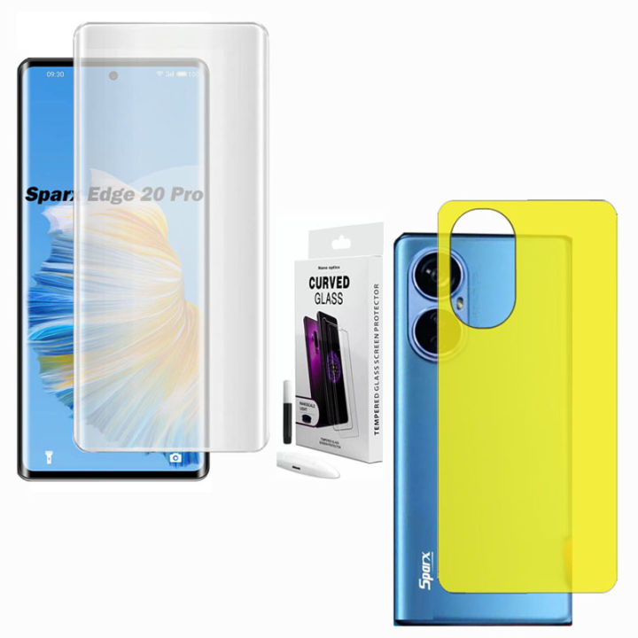 2 in 1 Sparx Edge 20 Pro UV Tempered Glass Liquid Glue Curved 3D Glass ...