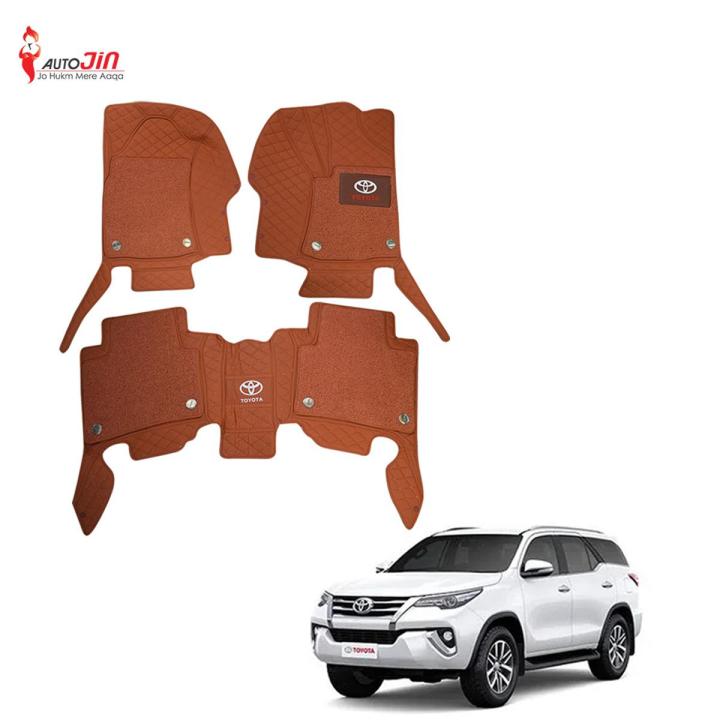 Sogo Luxury 9D Toyota Fortuner Mats With Carpet - Rust And Rust 2017-22 ...
