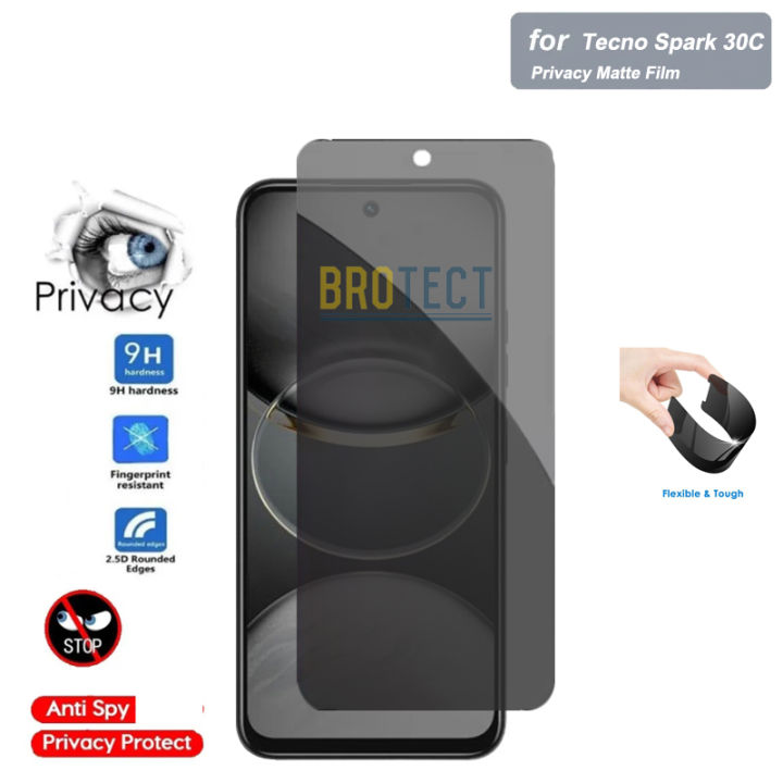 Tecno Spark 30C Privacy Screen Protector Full Coverage Tempered Glass ...