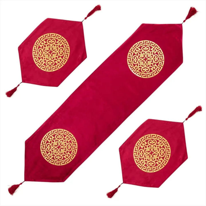 Luxury Laser Cut Velvet Runner Mat Set 3 PCs Table Mats | Daraz.pk
