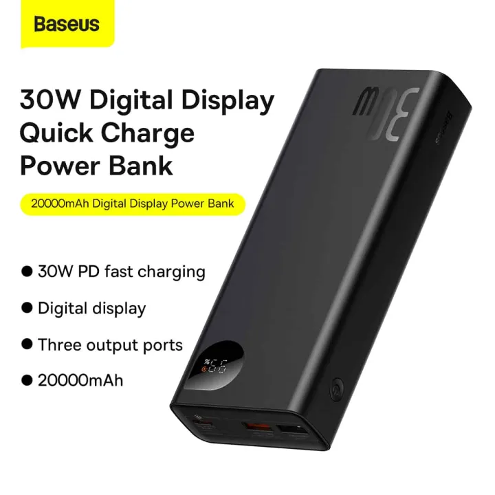 Baseus Adaman Metal Digital Display Fast charge Power Bank 20000mAh 30W ...