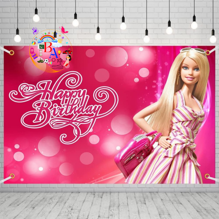 Barbie Fancy Backdrop Barbie Theme Fancy Panaflex Barbie Birthday Party ...