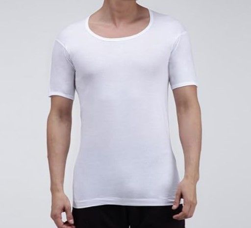 White Cotton Banyan for Men and Boys - Half Sleeve Vest Baniyan for Gym ...