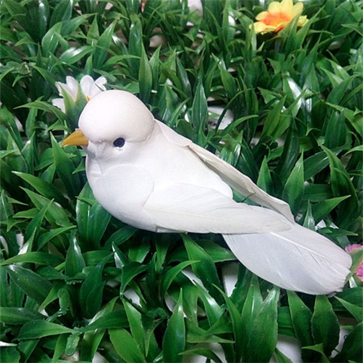 Garden Decor White Feather Artificial Foam Long tail white dove ...