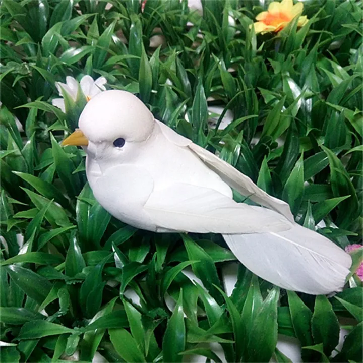 Home Decor White Feather Vivid Mini White Bird Emulation Dove Fake Dove ...