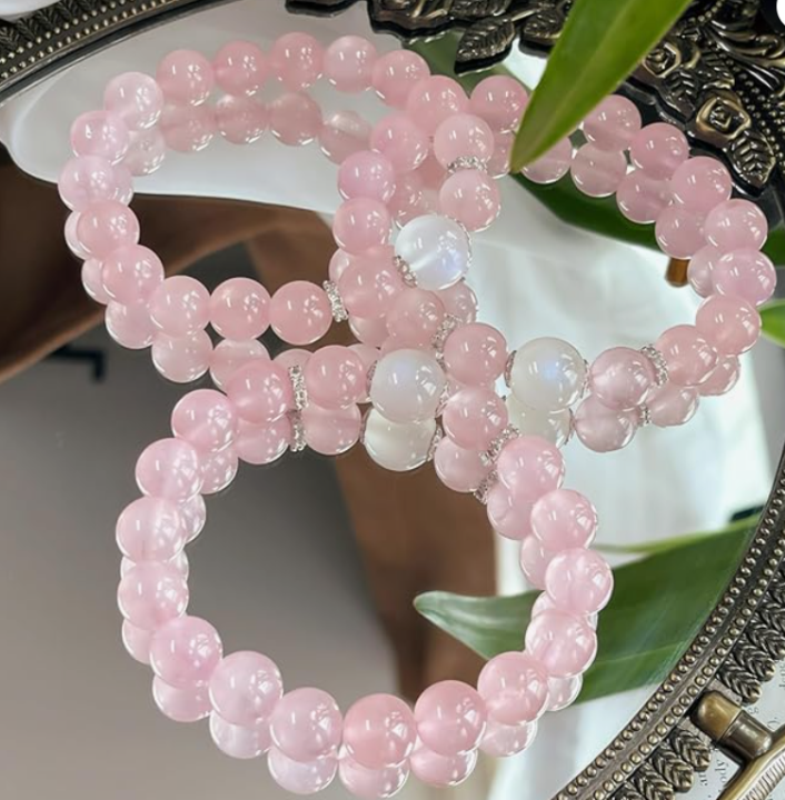 Pink Crystal Bracelets, 8mm Gemstone Bracelet Love Stone, Rose Stone ...