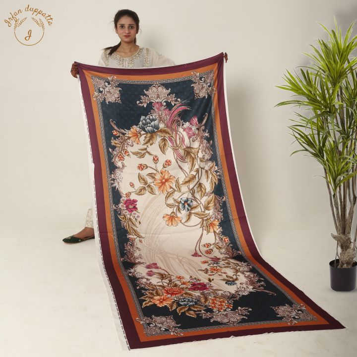 Printed multicolour calligraphy dupatta and shawla | Daraz.pk