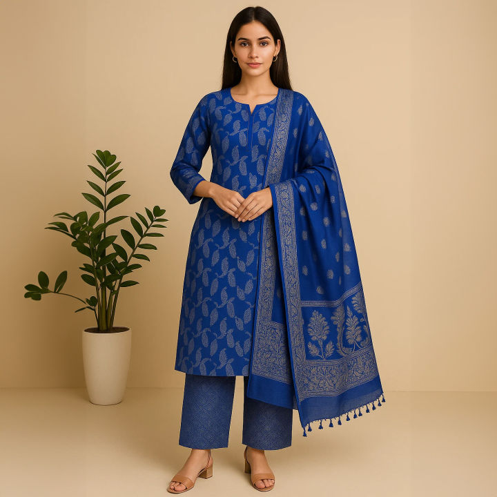 Shah Kamal Fabrics Women’s Cotton Jacquard Unstitched 3 Piece Suit ...
