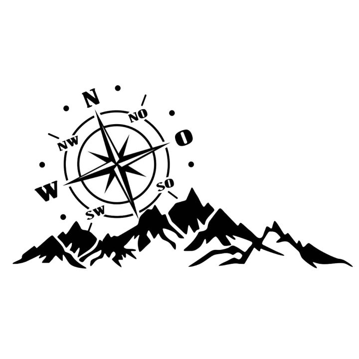 Car SUV Universal Hood Sticker Mountain Compass Graphic Decal Sticker ...