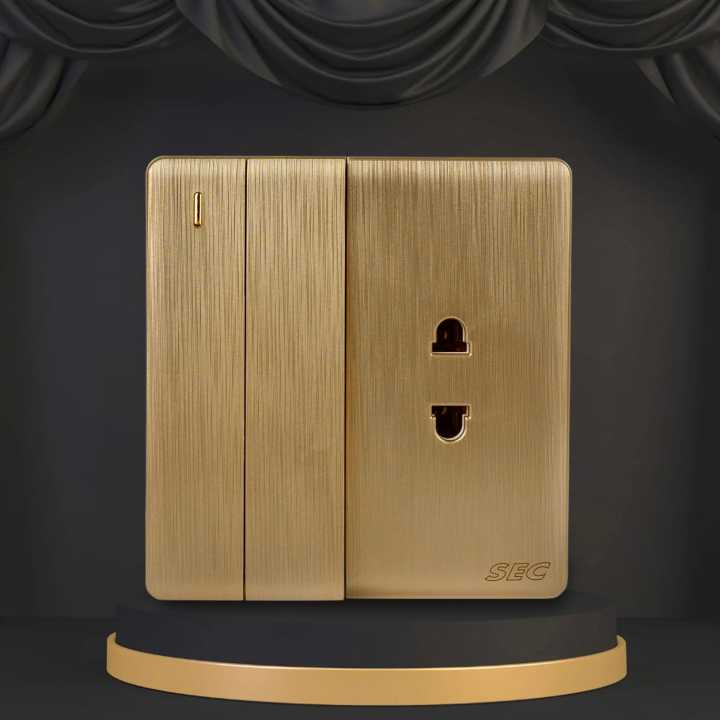 SEC LUXURY GOLD SERIES 2 Switch + 1 Socket | Daraz.pk