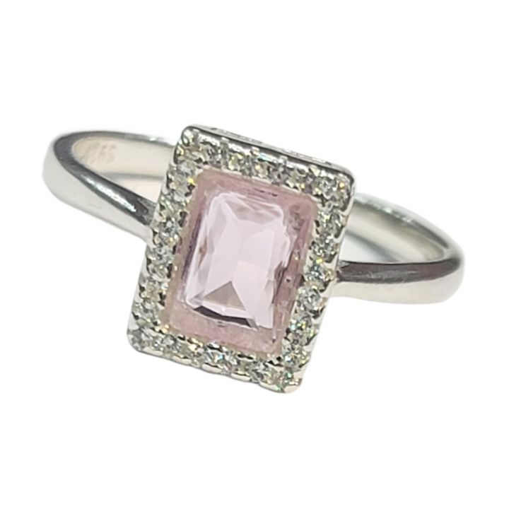 Pure Italian Silver Ring (925 stamped) for her with Pink Color Zircon ...