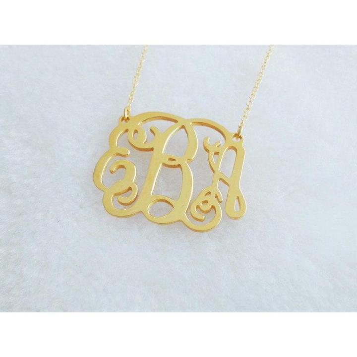 Monogram Emblem Design Gold Plated Name Necklace Design For Women/Men ...