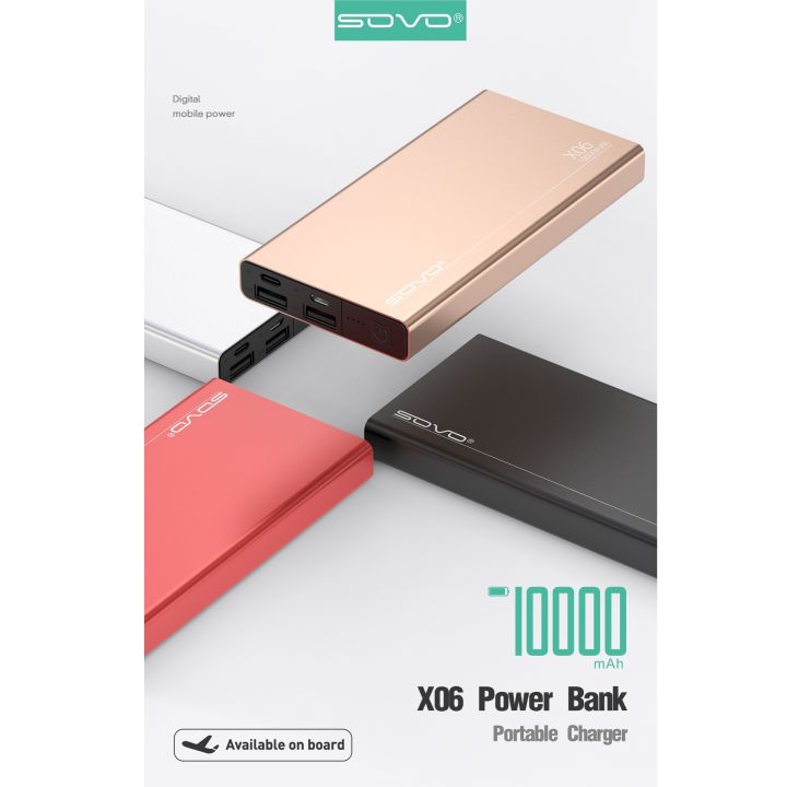 SOVO X06 10000mAh Compact Metal Power Bank – Golden | Daraz.pk