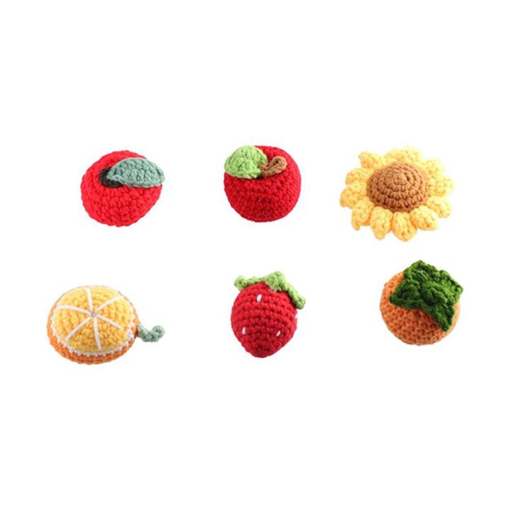 Keychains Charms Cartoon Wool Cute Fruit Sunflower Strawberry Knitted ...