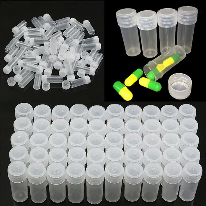 5ml Plastic Sample Bottle Test Tube Mini Small Bottles Vials Storage ...