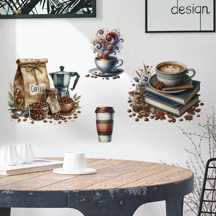 Cafe Wall Stickers Art Stickers Wall Mural for Office Window Coffee ...