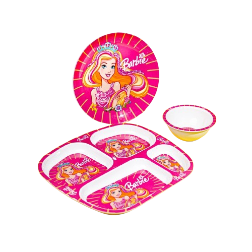 Patex Studios Barbie Magic Kids Dinner Set 3-Piece | Cartoon Melamine ...