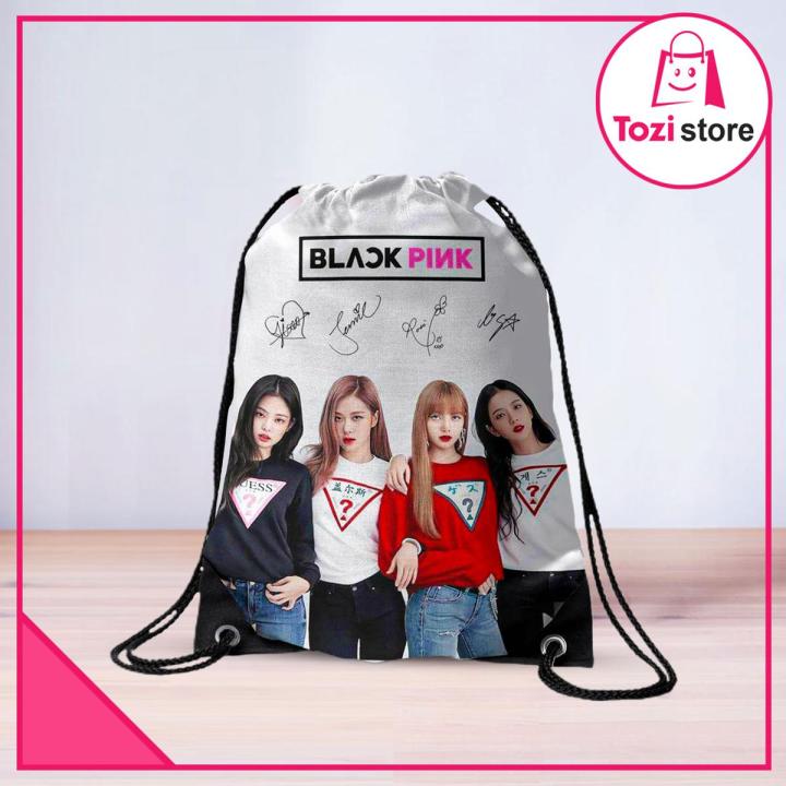Black Pink Drawstring Digitally printed Bag For (Boys & girls) Tozi ...