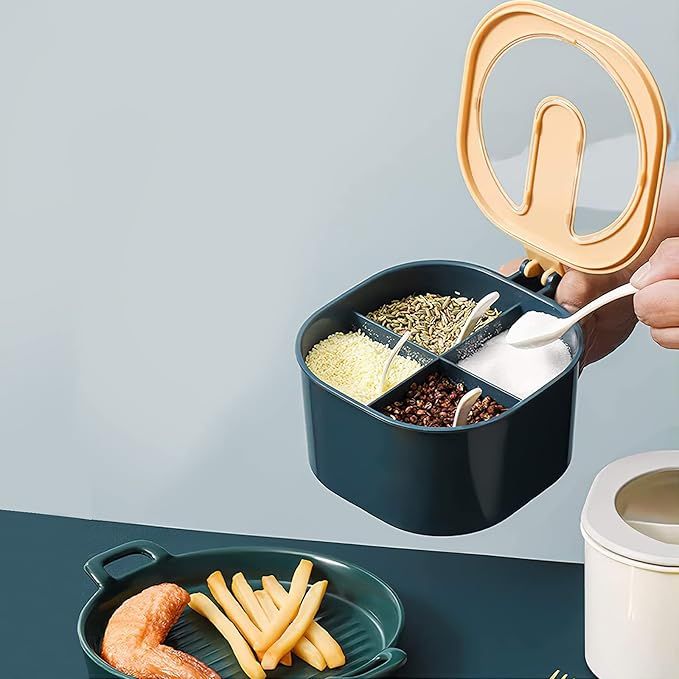 4 In 1 Partition Kitchen Seasoning Box Masala Box Set 4 Grid Portion ...