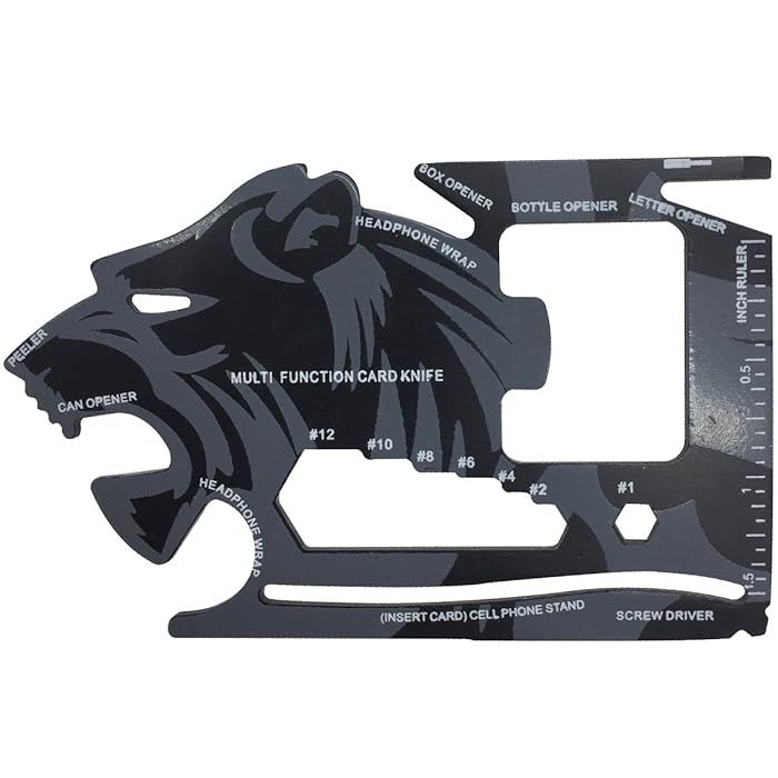18 in 1 Lion Head Shape Stainless Steel Ninja Card Unbreakable Size Of ...