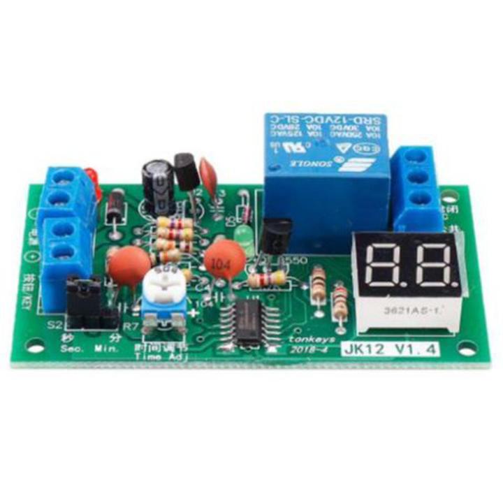 JK12-A 12V Time Adjustable Relay Module with LED Digital Tube Display Countdown Single Chip ...