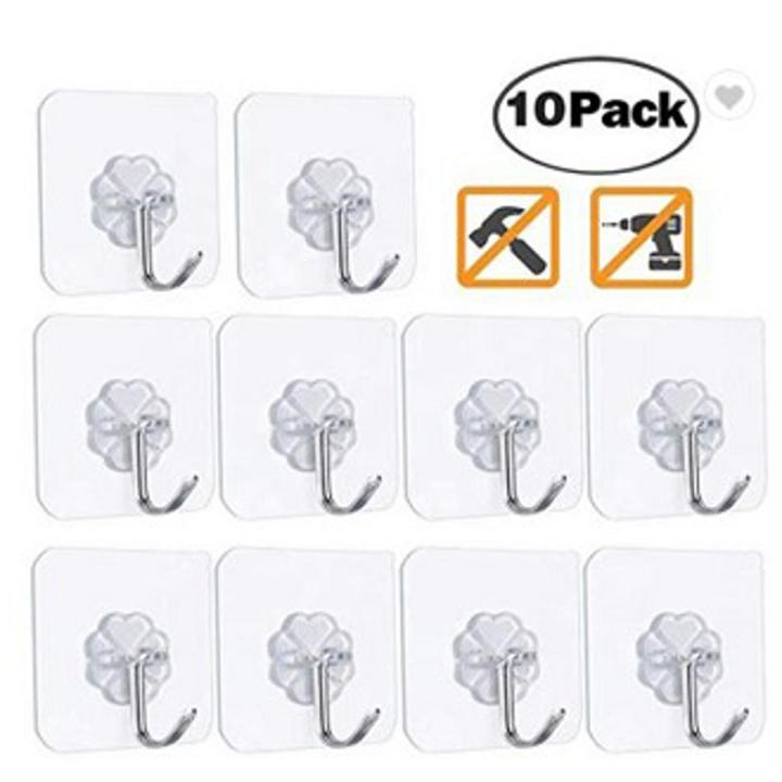 DherigTech Pack of 10- Adhesive Suction Cup Hooks (10kg) stick hook ...