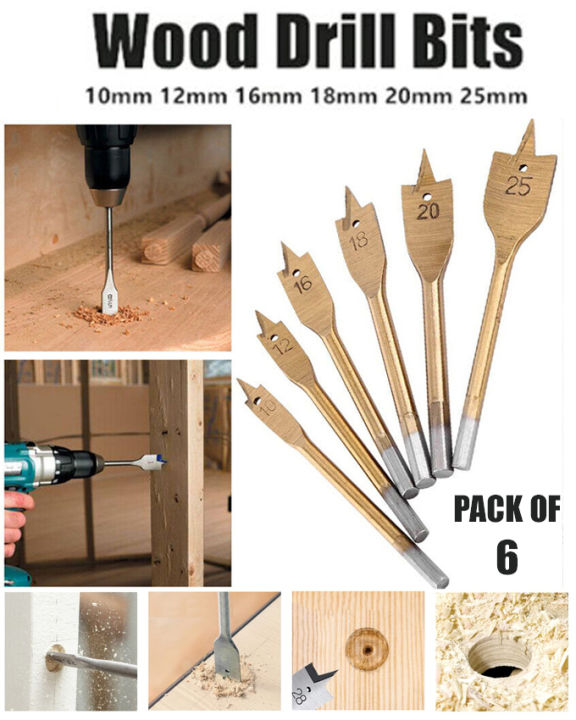 Heavy-Duty Wood Boring Bit Kit – 6 Sizes for All DIY Projects | Daraz.pk