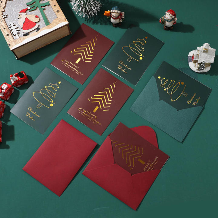 Blank Inside Christmas Card Retro Style Red Green Warm Tone Greeting ...