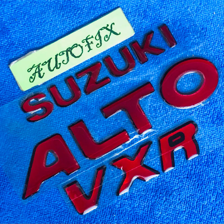 Suzuki Alto 1000cc rear PVC embossed stickers red color 01 Set | Daraz.pk