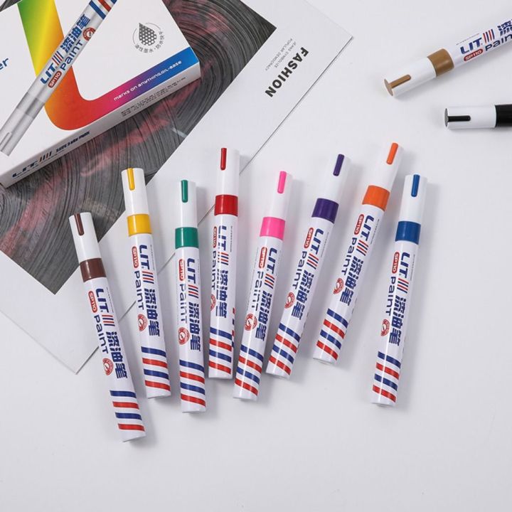 Portable 12 Colors Paint Marker Colorful Permanent Metal Paint Pen Rock ...