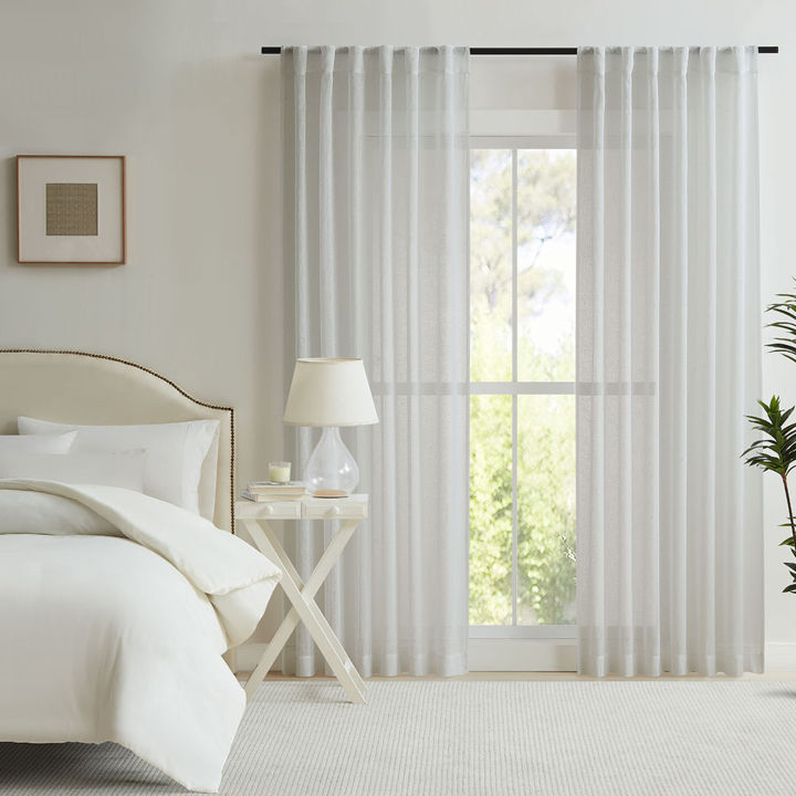 pack of 2 shafon curtains ( sheer curtains / 20 rings in a pair ) (90 ...