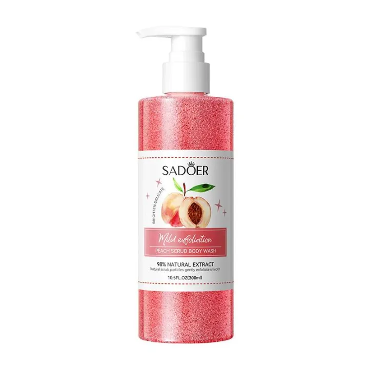 SADOER Honey Peach Vitamin C Fruit Skin Hydrating Body Wash Scrub Exfoliating Lightening ...