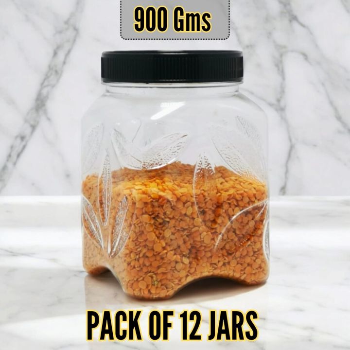 12 PCS Wide Mouth Storage Jar 500 Grams - Leaf Design Pet Plastic ...