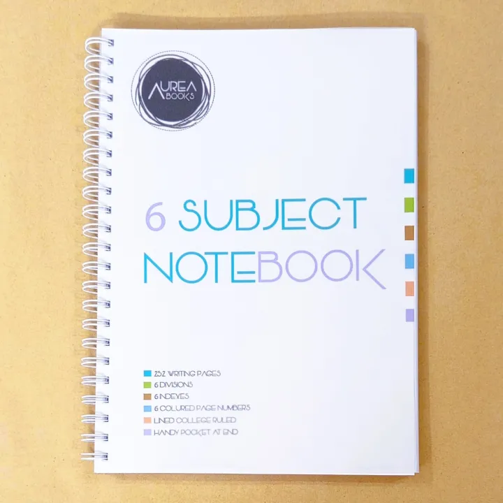 6 Subject Student Notebook with Numbered Pages - Aurea Books Premium ...