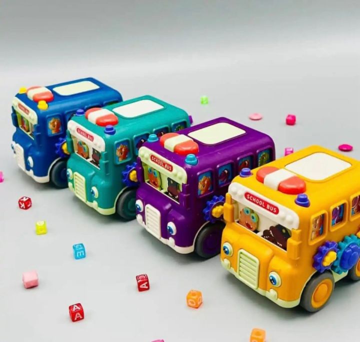 1 Pcs Mini School Bus With Different Cartoon Toy For Kids | Daraz.pk