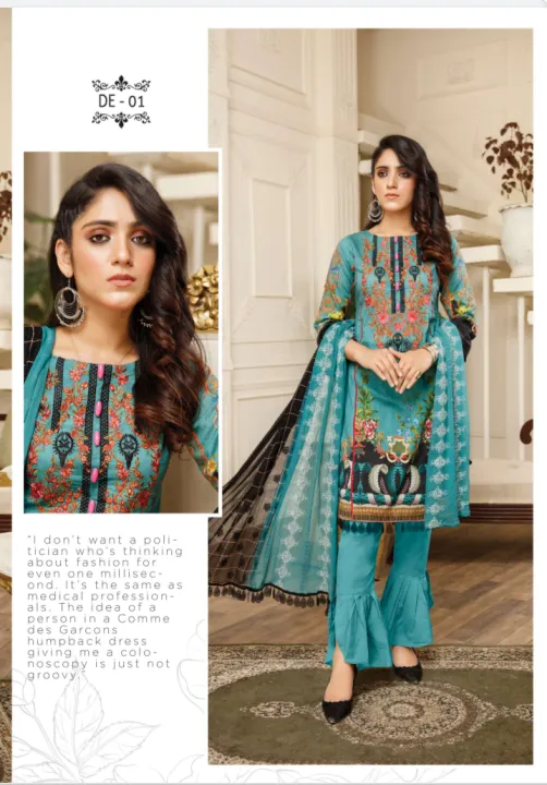 Royal Blue Embroidered frock Unstitched FL-02 | Daraz.pk