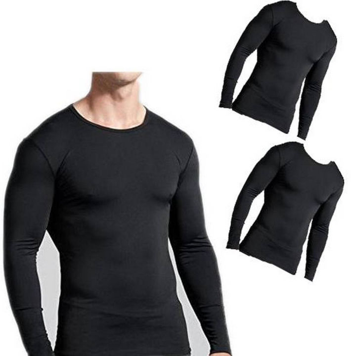 Pack of 2- Men's Full Sleeve Inner Round Neck in BLack Color (Lycra ...