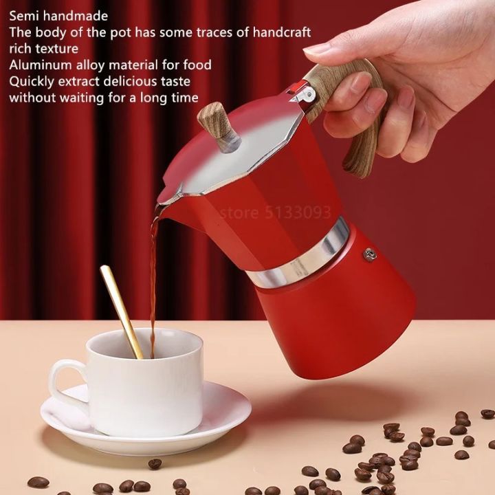 :150ML/300ML Mocha Coffee Maker Pot Italian Hand Extraction Moka Coffee ...
