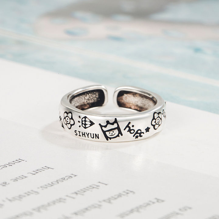 Vintage Flower Little Prince Graffiti Open Ring Female Fashion ...