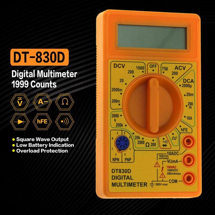 DT830 Digital Multimeter Counts AC/DC Volt Amp Ohm Diode hFE Continuity ...