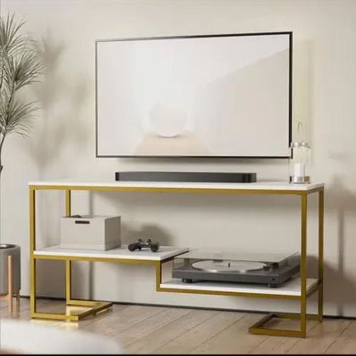 TV Stand for 53 Inch TV, Modern Gold TV Console with Open Storage ...