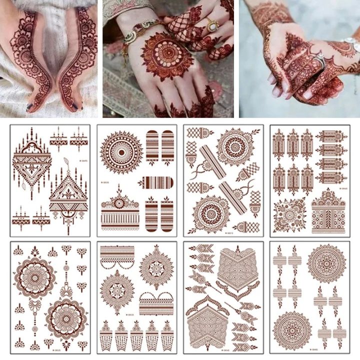 Fashion Design Waterproof Mehndi Stickers – Temporary Henna Tattoos for ...