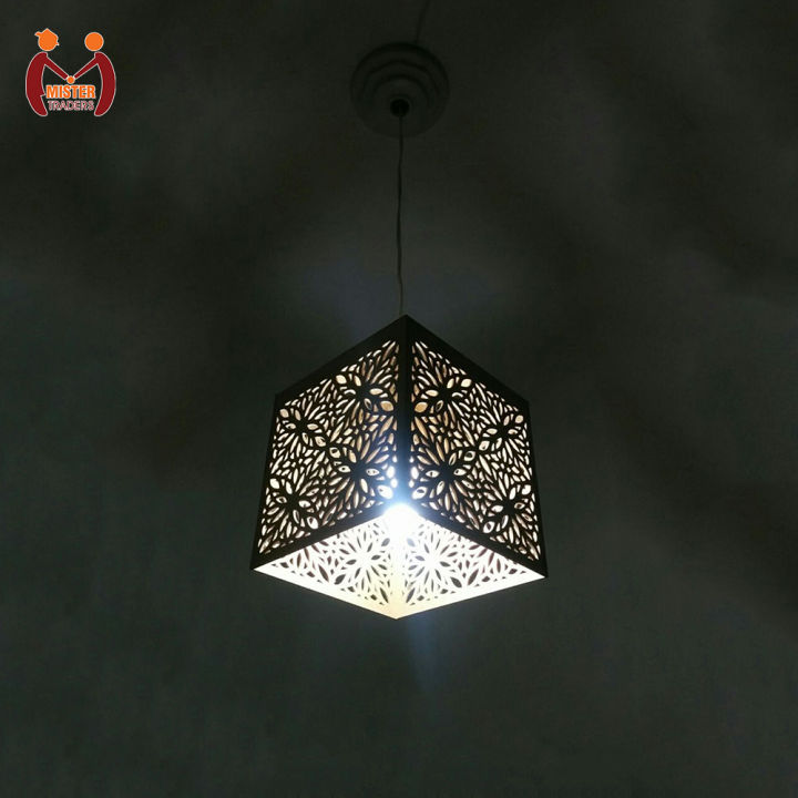 Wooden Ceiling Pendant Light – Modern Hanging Lamp with Laser Cut ...