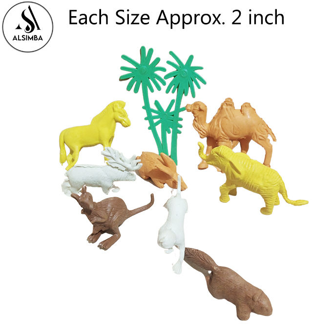 Wild Animal Set - 7 Different Rubber Animals Figure With Tree & 3 Other ...