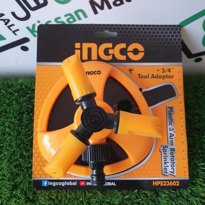 Ingco HPS23602 Plastic Material Three Arm 360 degree Rotatory Sprinkler ...