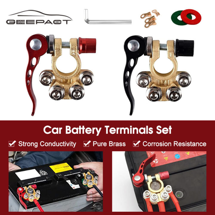 Geepact 2Pcs Battery Terminals Brass Car Battery Connector / Battery ...