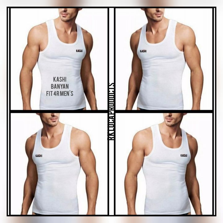 Pack of 2 Kashi Men's Sando Banyan - Original Kashi Cotton Vest - White ...